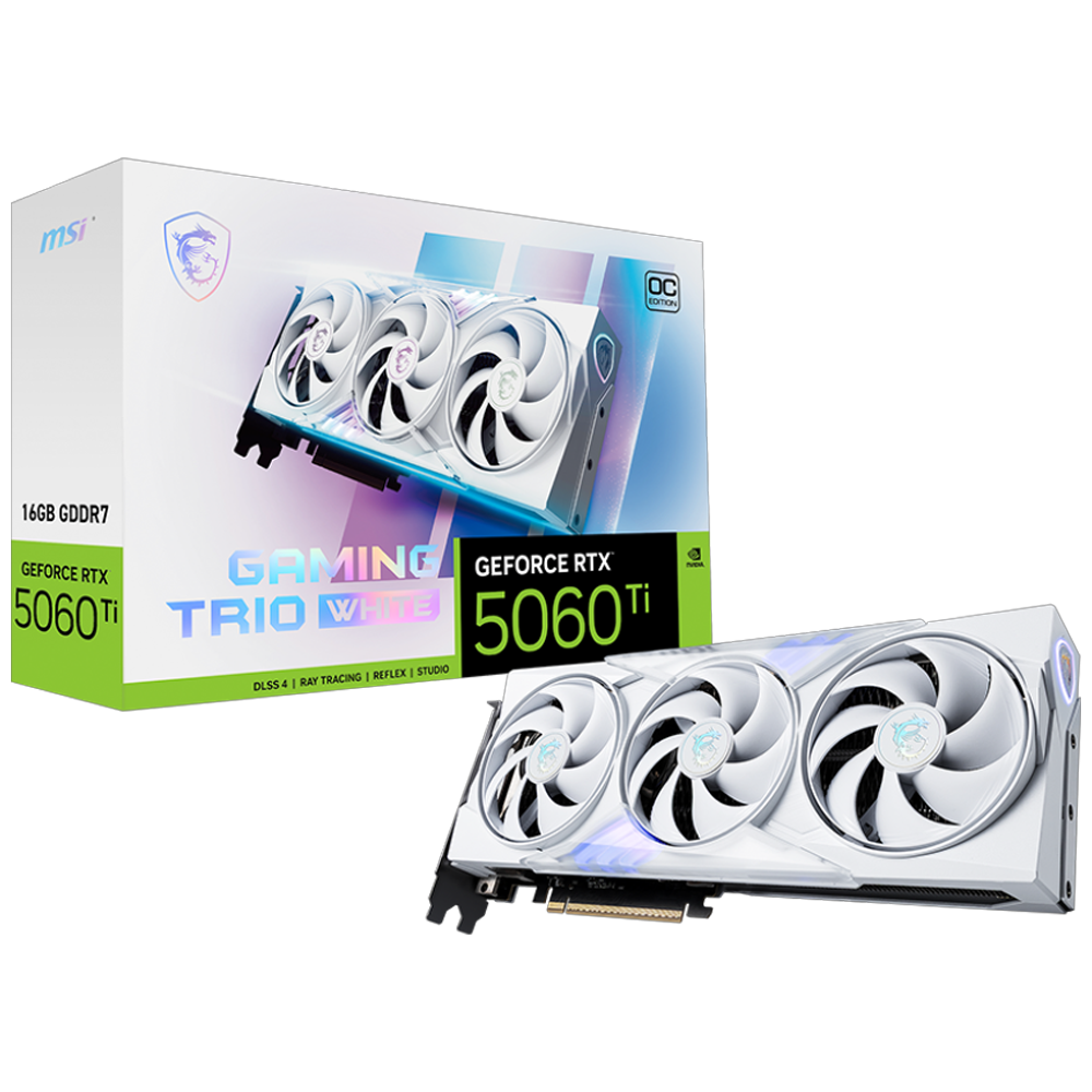 MSI GeForce RTX 5060 Ti 16G GAMING TRIO OC WHITE GDDR7 DLSS 4 128 Bit ...