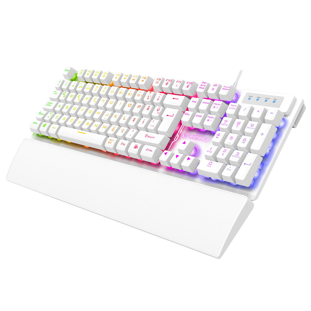 Rampage KB-RX77 RUNNER Rainbow Beyaz Gaming Klavye | ITOPYA