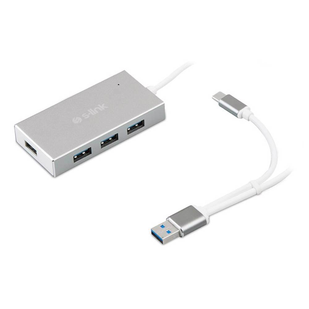 S-link Swapp SW-U320 4 Port Alüminyum USB 3.0 Type-C Gri USB Hub | ITOPYA