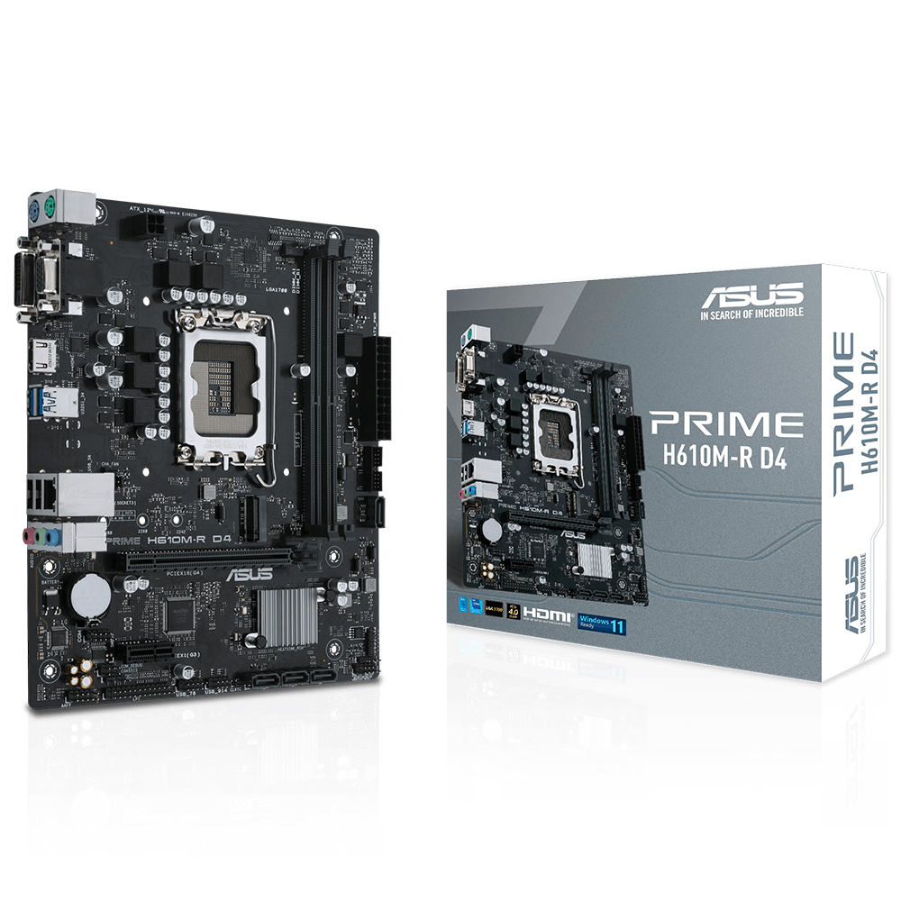 ASUS PRIME H610M-R D4-SI 3200MHz DDR4 Soket 1700 M.2 HDMI D-Sub DVI-D ...